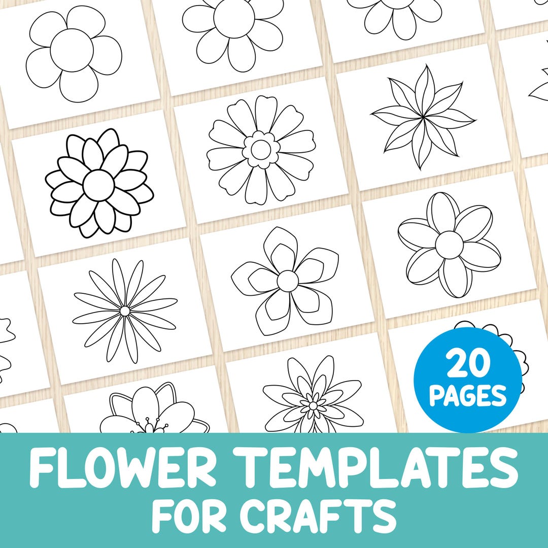 Flower Templates Printable Pack - 20 Flower Outline Pages for Crafts ...