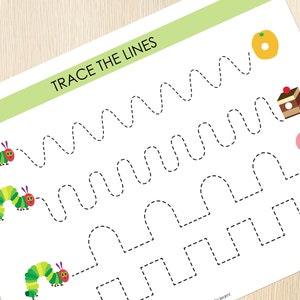 Hungry Caterpillar Tracing Practice Worksheets - Pre-writing Activities ...