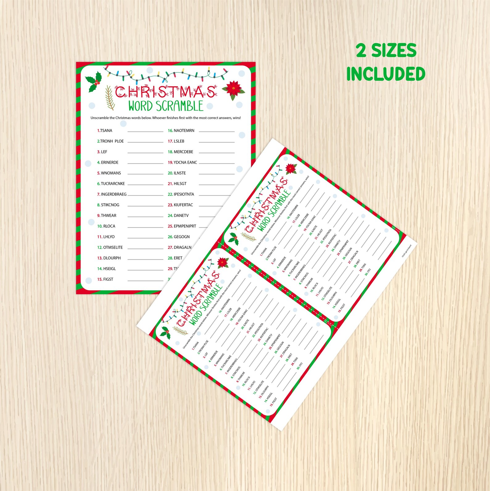 Christmas Word Scramble - Printable Holiday Activity - Christmas Party ...