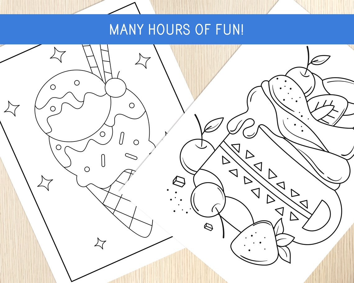 Ice Cream & Popsicles Coloring Pages - 40 Sheets - Summer Activity ...