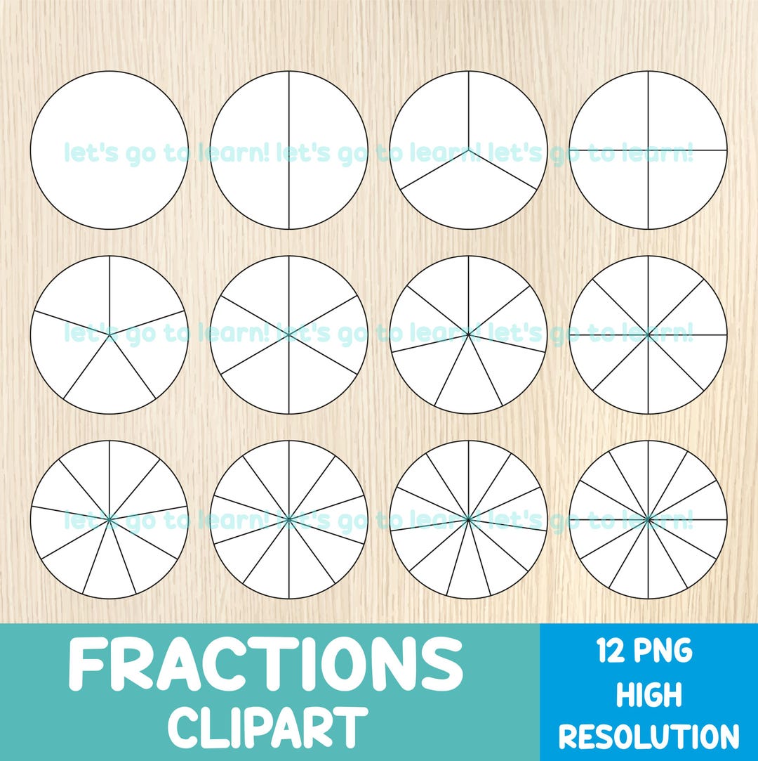 Fraction Circles Clipart PNG - Math Centers - Math Clipart - Teaching ...