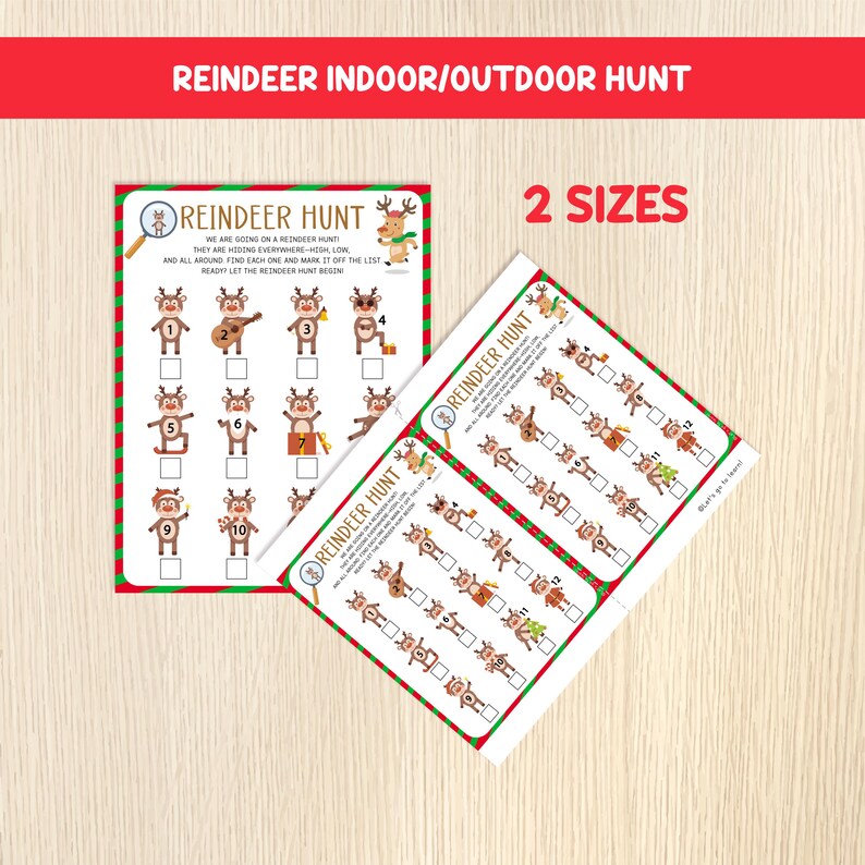 Christmas Scavenger Hunt With Cards - Reindeer Hunt - Kids Holiday Game ...