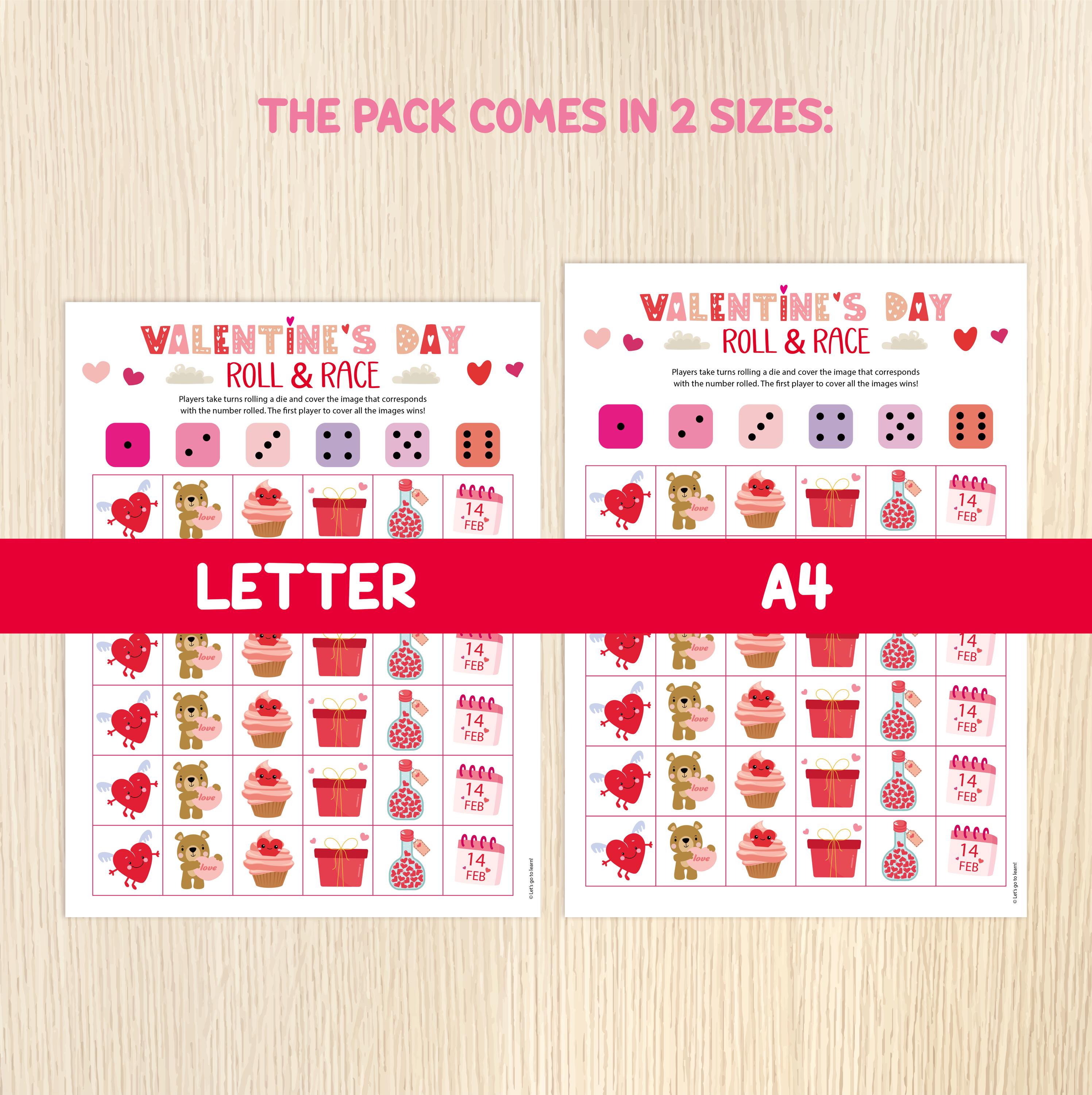 Valentine's Day Roll & Race Game - Valentines Day Party Game ...