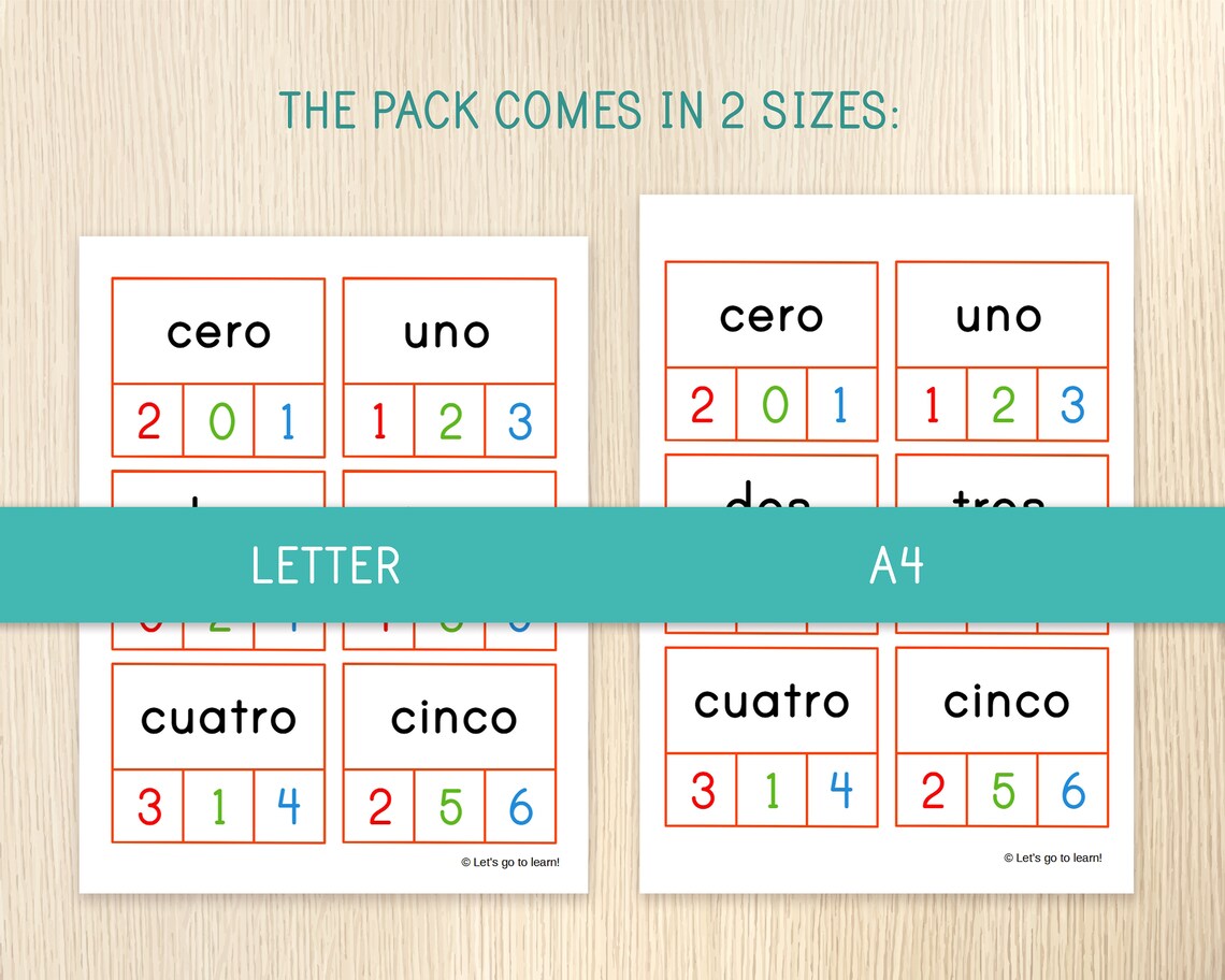 Spanish Number Words Clip Cards Numbers 0-20 Preschool | Etsy