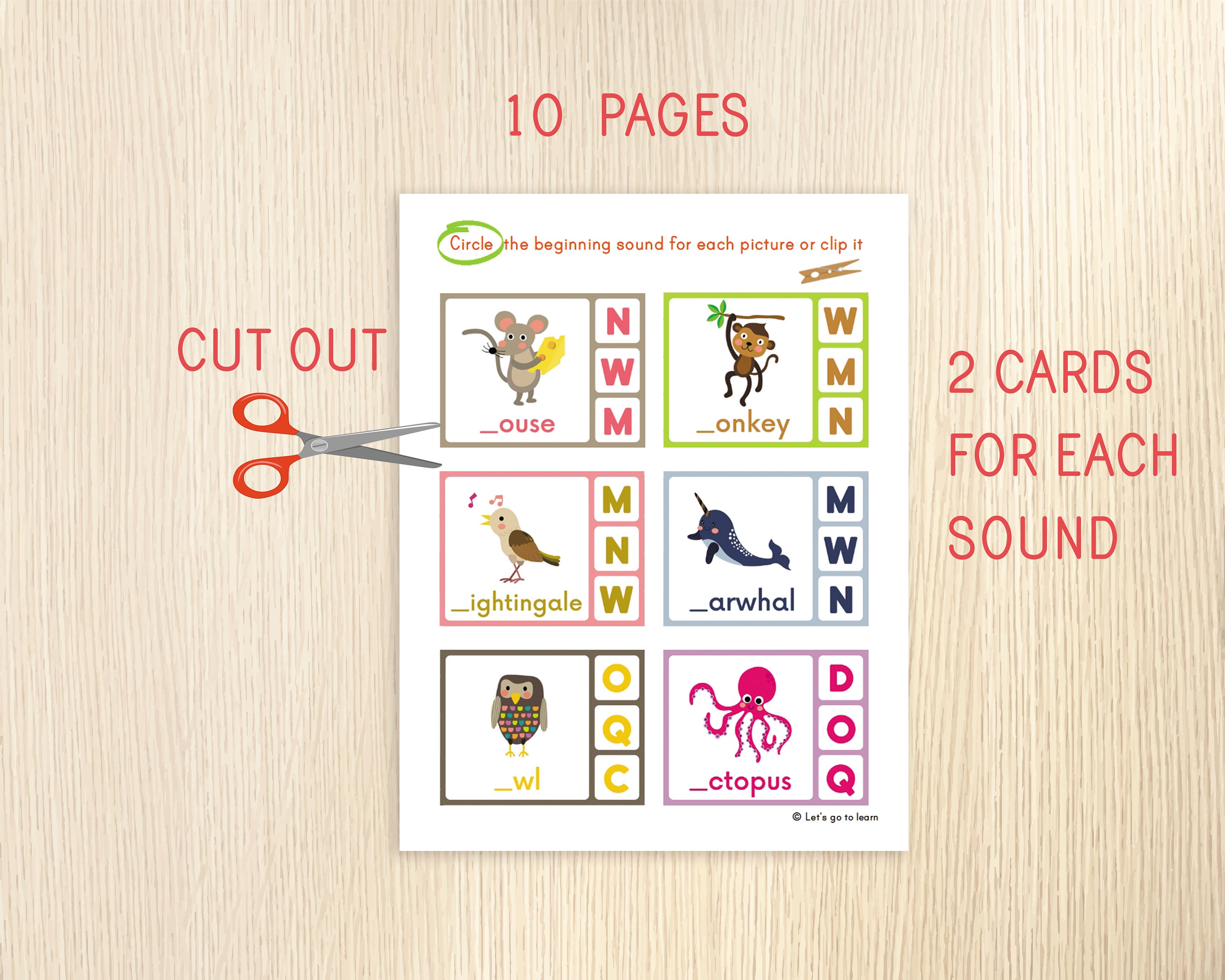 Beginning Sounds Clip Cards - Animal Alphabet Game - Preschool ...
