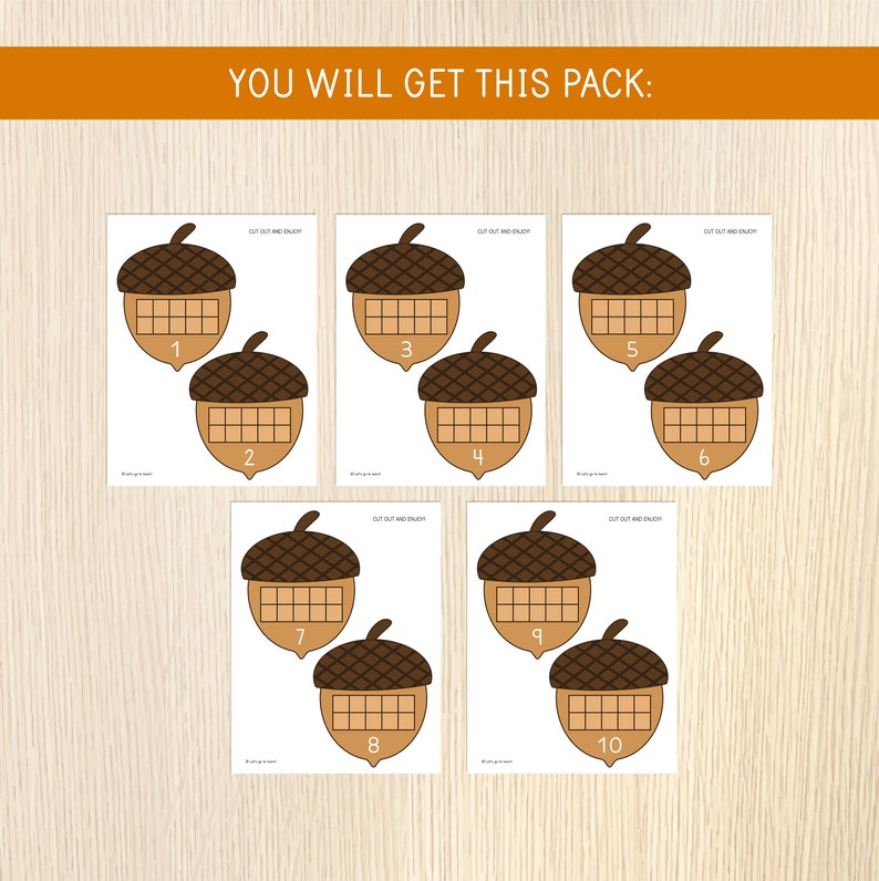 Fall Acorn Ten Frames, Number Mats, Playdough Mats, Autumn Activity ...