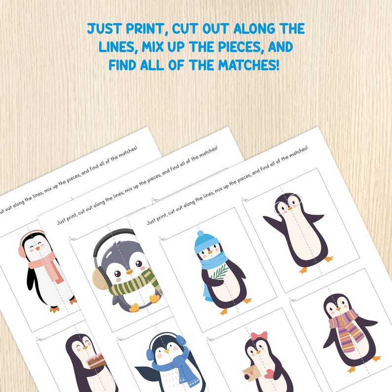 Penguin Matching Game - Winter Puzzle Activity - Match the Halves ...