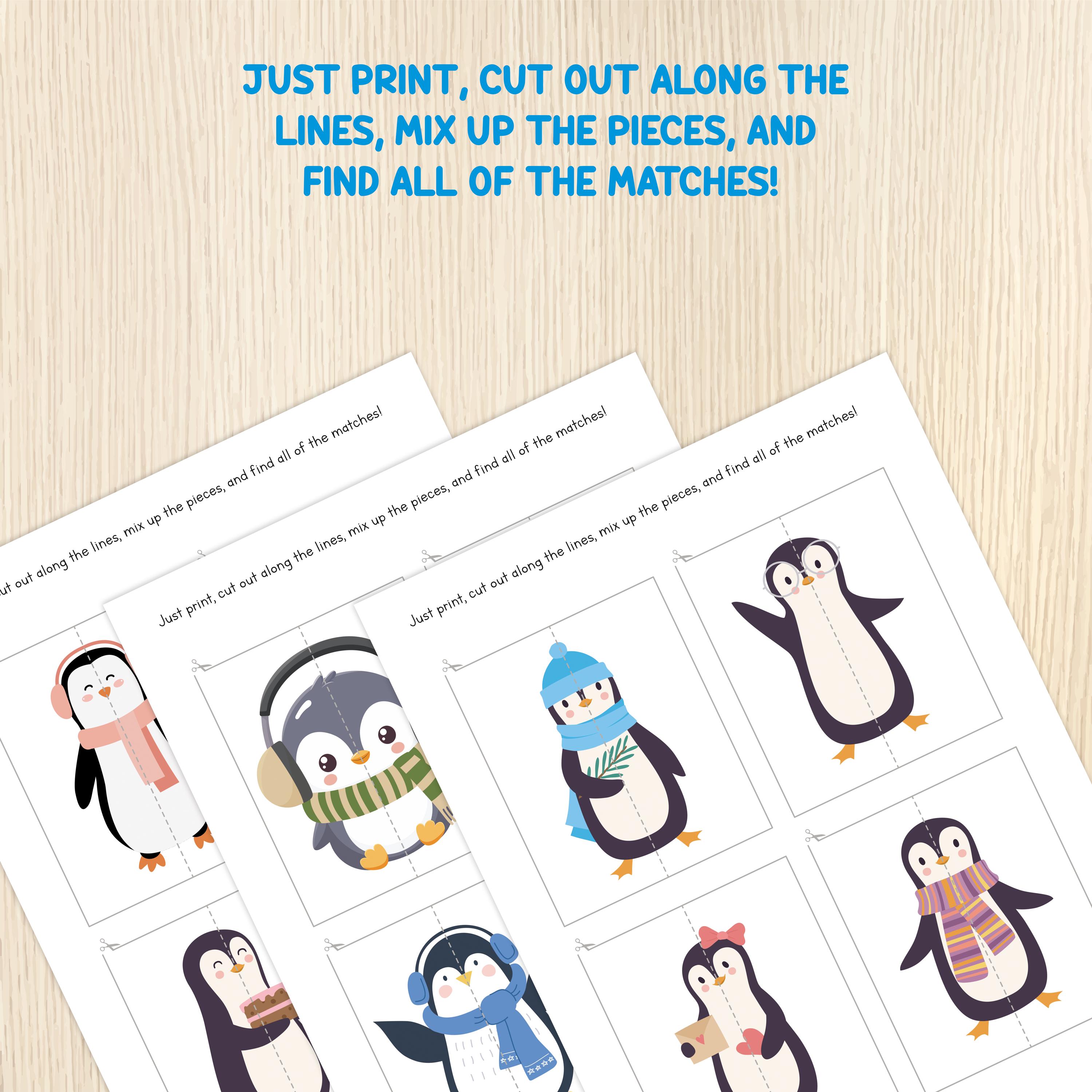 Penguin Matching Game - Winter Puzzle Activity - Match the Halves ...