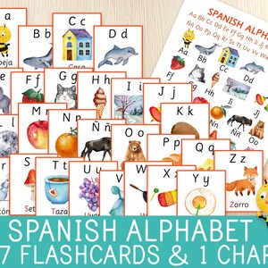 Spanish Alphabet BUNDLE, 27 Flashcards, 1 Chart & 1 Pronunciation ...