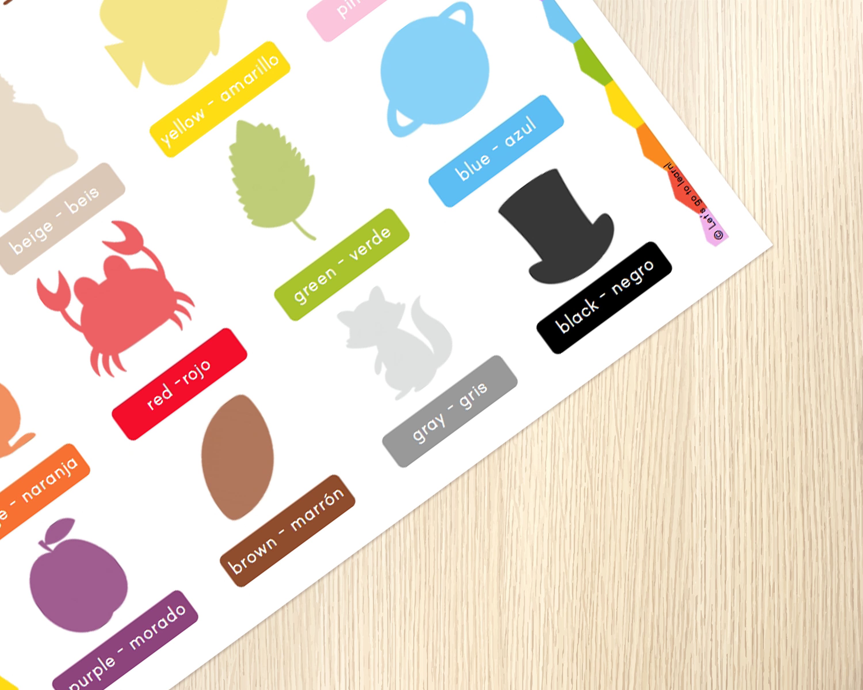 Colors Matching Game English-spanish Worksheet Bilingual - Etsy