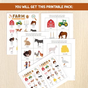 Farm Scavenger Hunt With Cards - Indoor Outdoor Farm Animals Treasure ...