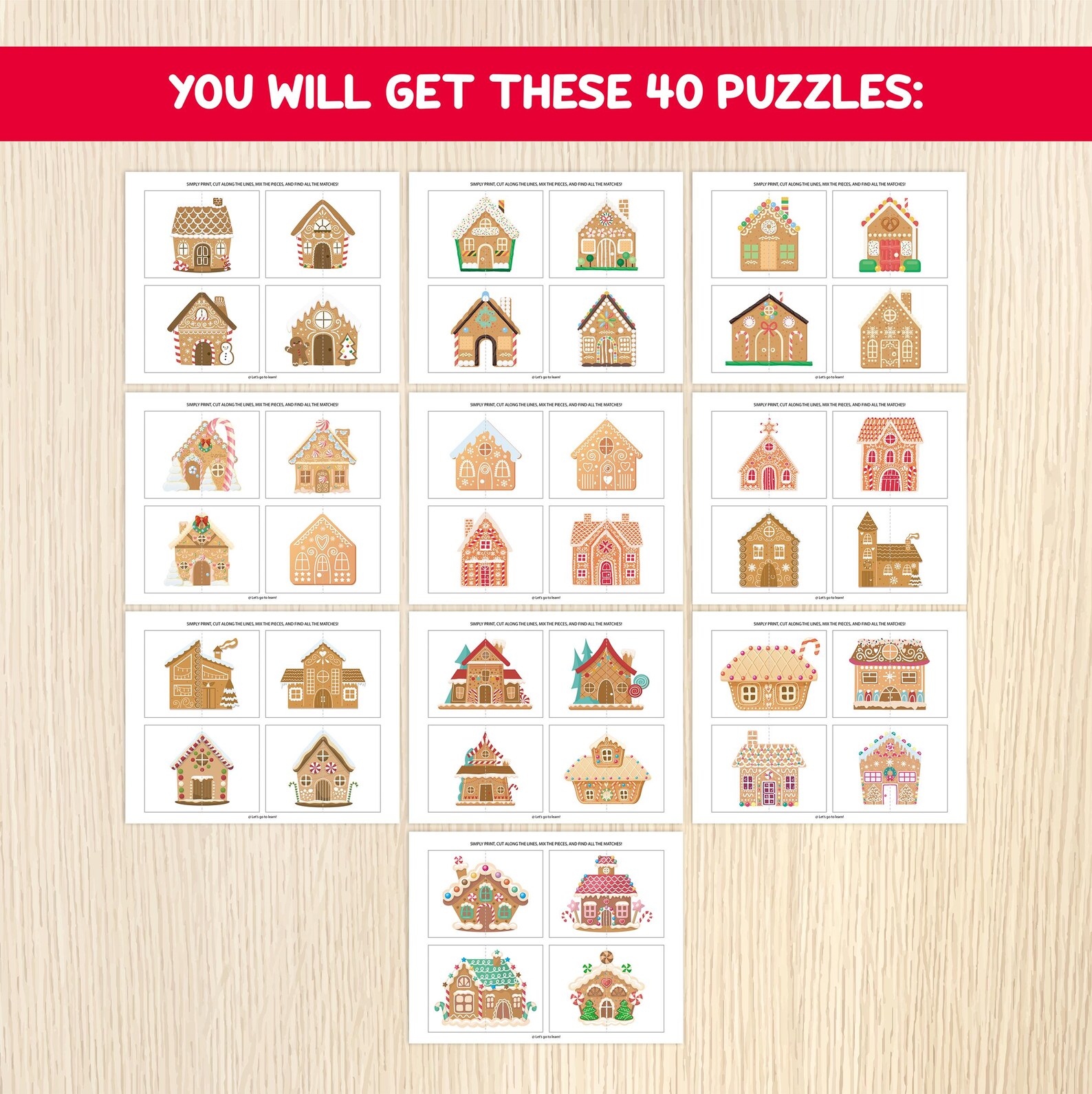 Gingerbread Houses Matching Game - Christmas Matching Activity ...