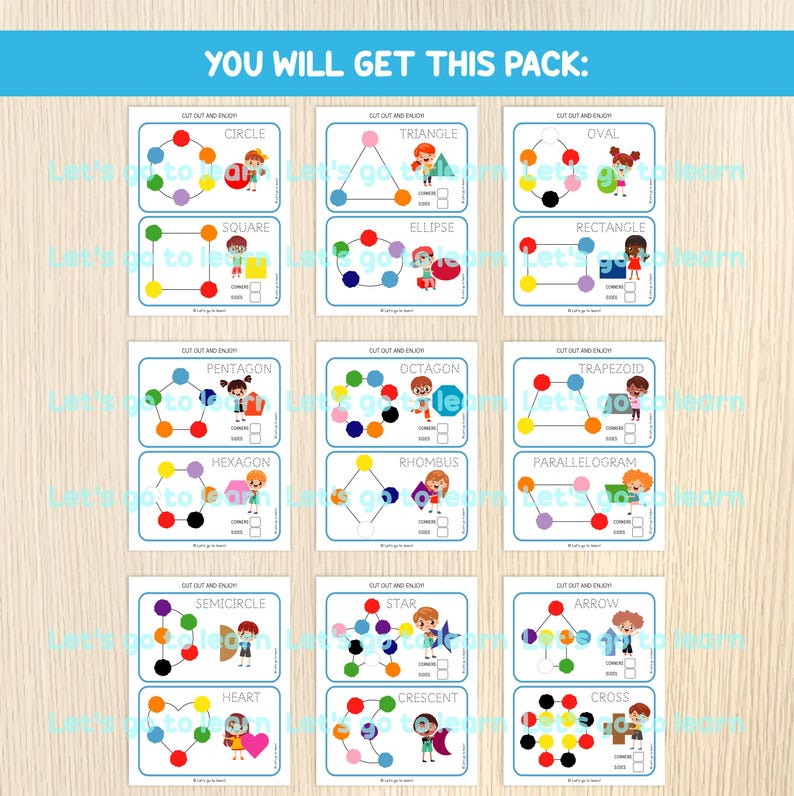 Shapes With Pom Poms Activity - Toddler, Preschool, Kindergarten - Math ...