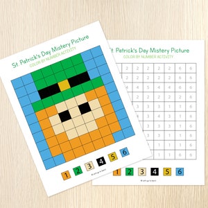 St. Patrick's Day Coloring Pages, 4 Mistery Pictures, Color by Number ...