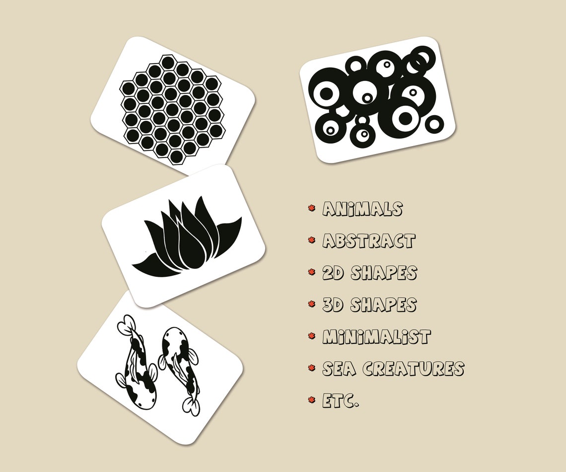 Black & White High Contrast Flashcards for Baby 120 Cards - Etsy