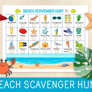 Beach Scavenger Hunt, Treasure Hunt, Summer Game, Beach Activity for ...