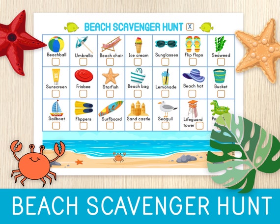 Beach Scavenger Hunt Treasure Hunt Summer Game Beach | Etsy