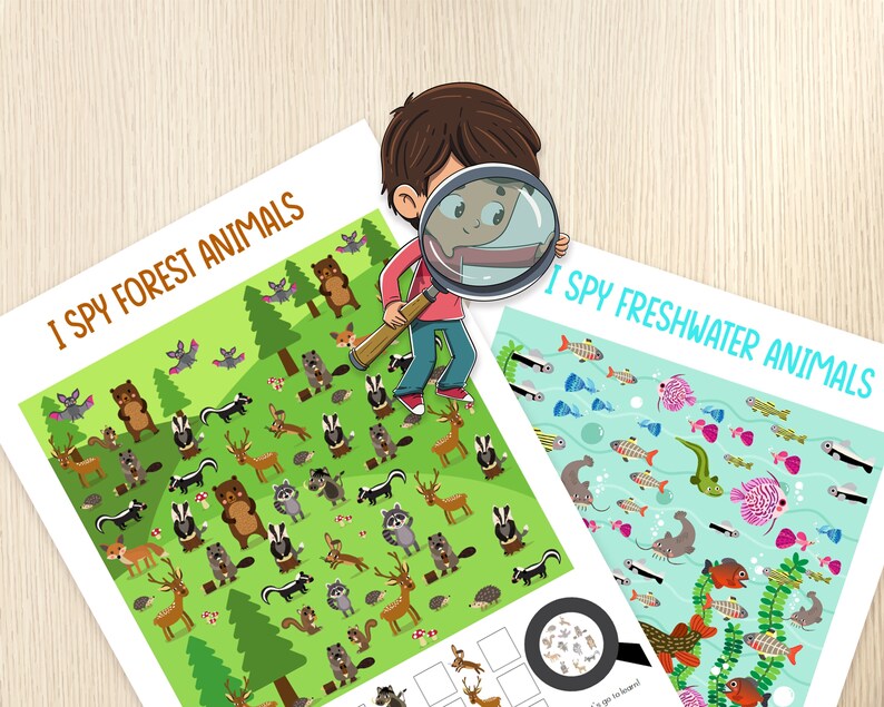I Spy Animals 10 Seek and Find Games Counting Activity - Etsy