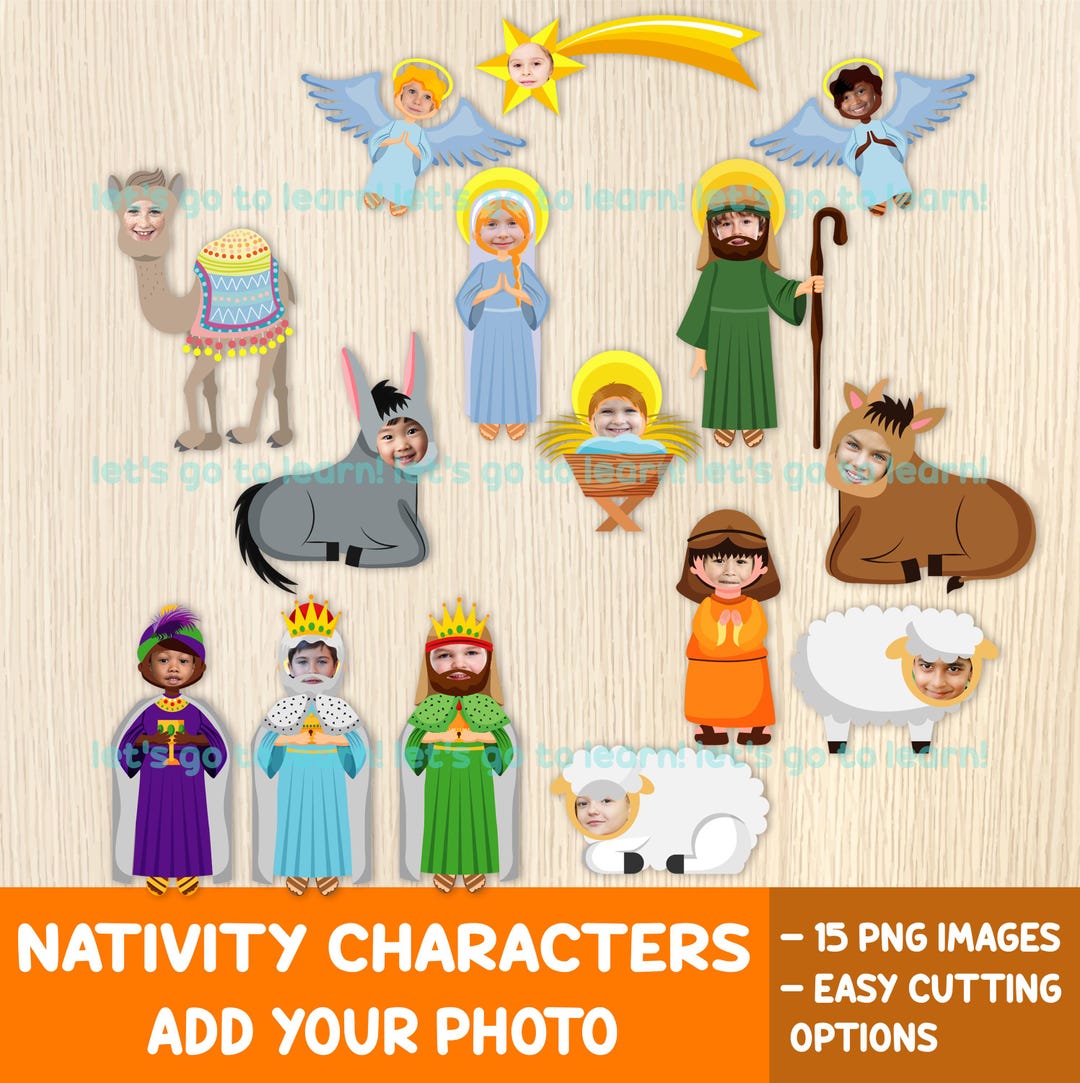 Nativity Characters Add Your Photo BUNDLE - Christmas Face Frames ...