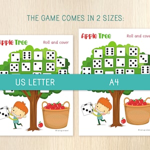 Apple Tree Number Matching Activity, Roll & Cover Game, Numbers 1-6 ...