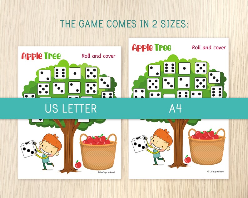 Apple Tree Number Matching Activity Roll & Cover Game | Etsy