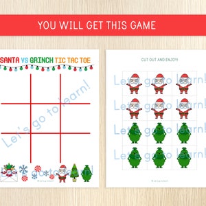 Santa Vs Grinch Tic Tac Toe, Christmas Game, Toddler, Preschool ...