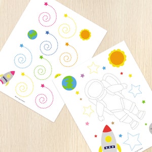 Tracing Practice, Space Themed, Pre-writing Worksheets, Line Tracing ...