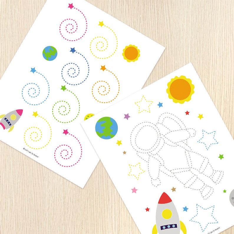 Tracing Practice, Space Themed, Pre-writing Worksheets, Line Tracing ...