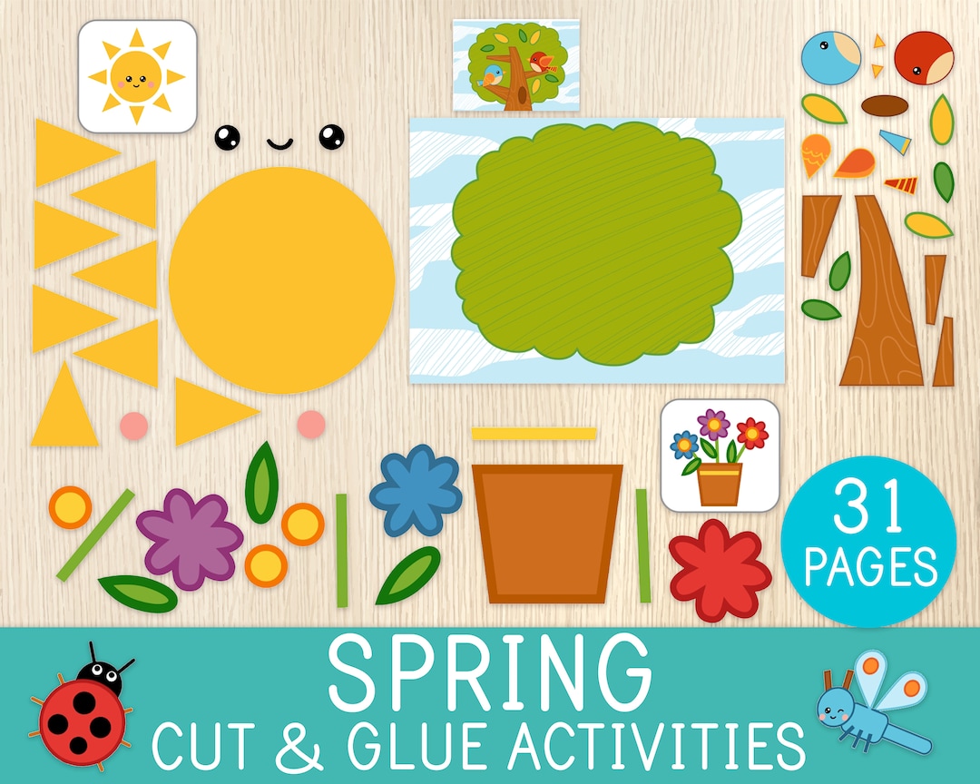 Spring Cut & Paste Activities - Spring Worksheets - Paper Crafts for ...