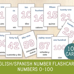 Number Flashcards in English-spanish - Numbers 0-100 - Bilingual ...