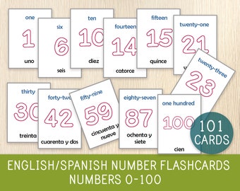 Bilingual English Spanish Counting Flashcards Bilingual - Etsy