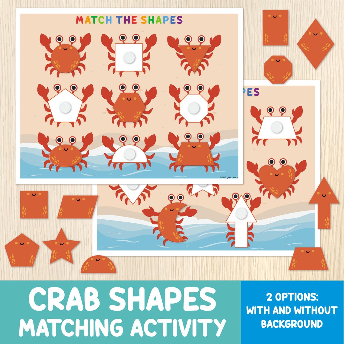 Crab Shape Matching Activity, 2D Shapes, Summer Busy Book Pages ...