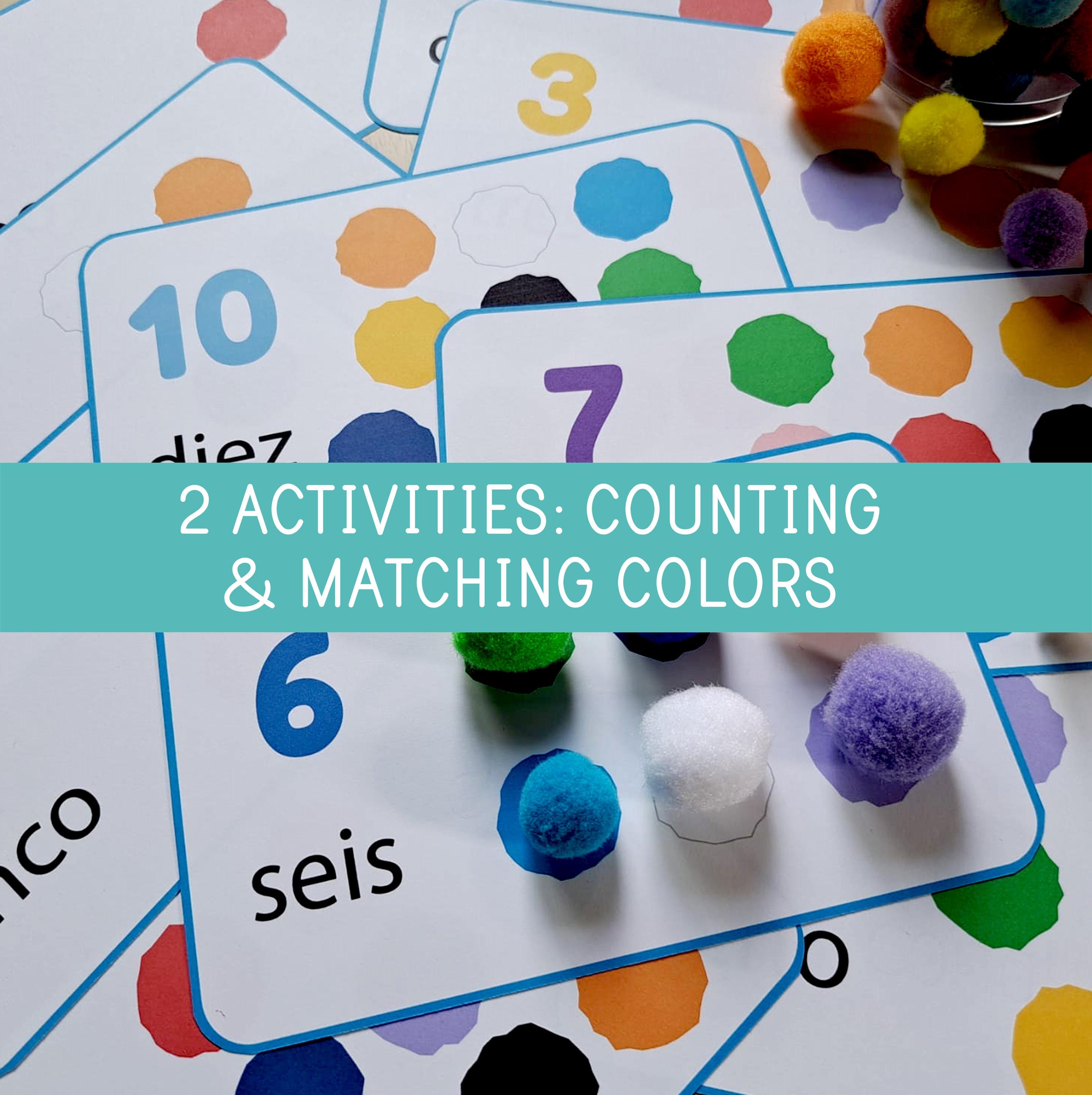 Counting & Color Activity With Pom Poms in SPANISH, Numbers 1-10 ...