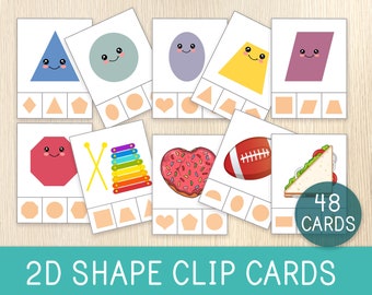 Shapes Clip Cards - Shapes Matching Activity - Toddler, Preschool ...