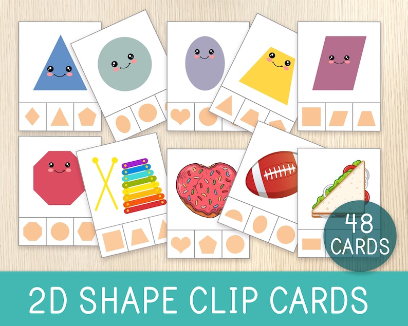 Shapes Clip Cards - Shapes Matching Activity - Toddler, Preschool ...