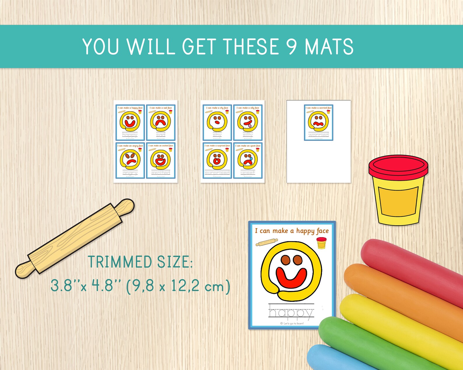 Feelings Playdough Mats Emotions Cards Play Doh Mats Visual - Etsy