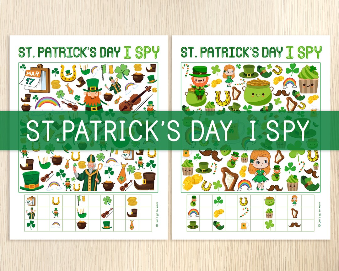 St. Patrick's Day I Spy, 2 Printable Games, Look and Find, Counting ...