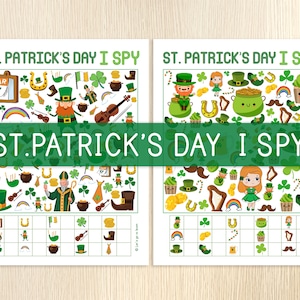 St. Patrick's Day I Spy, 2 Printable Games, Look and Find, Counting ...
