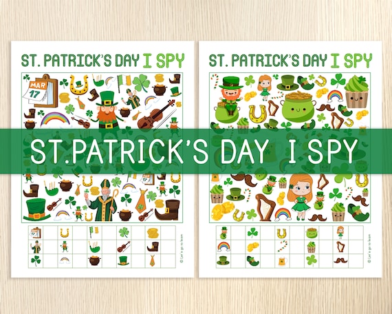 St. Patrick's Day I Spy 2 Printable Games Look and Find | Etsy