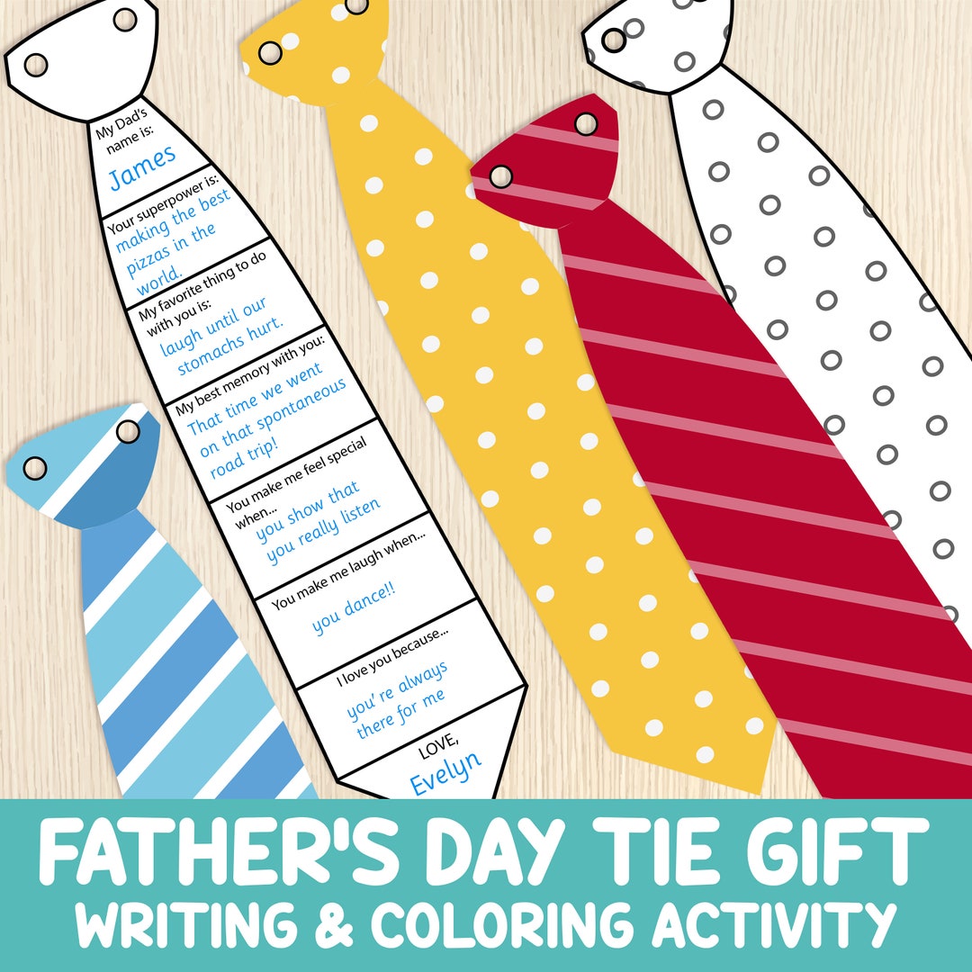 Father's Day Tie Gift, Dad Tie Paper, Questionnaire, All About My Dad ...