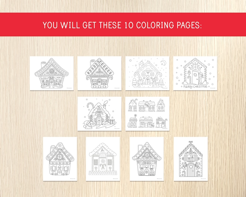 Gingerbread Houses Coloring Pages Kids Christmas Coloring - Etsy