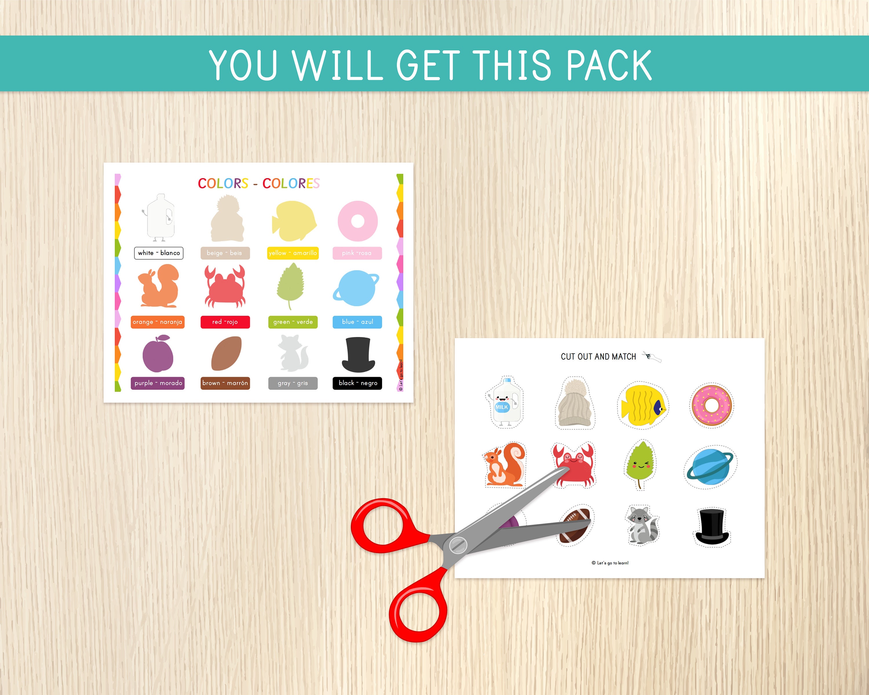 Colors Matching Game English-spanish Worksheet Bilingual - Etsy