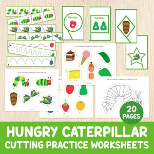 Hungry Caterpillar Cutting Practice Worksheets, Scissor Strips ...