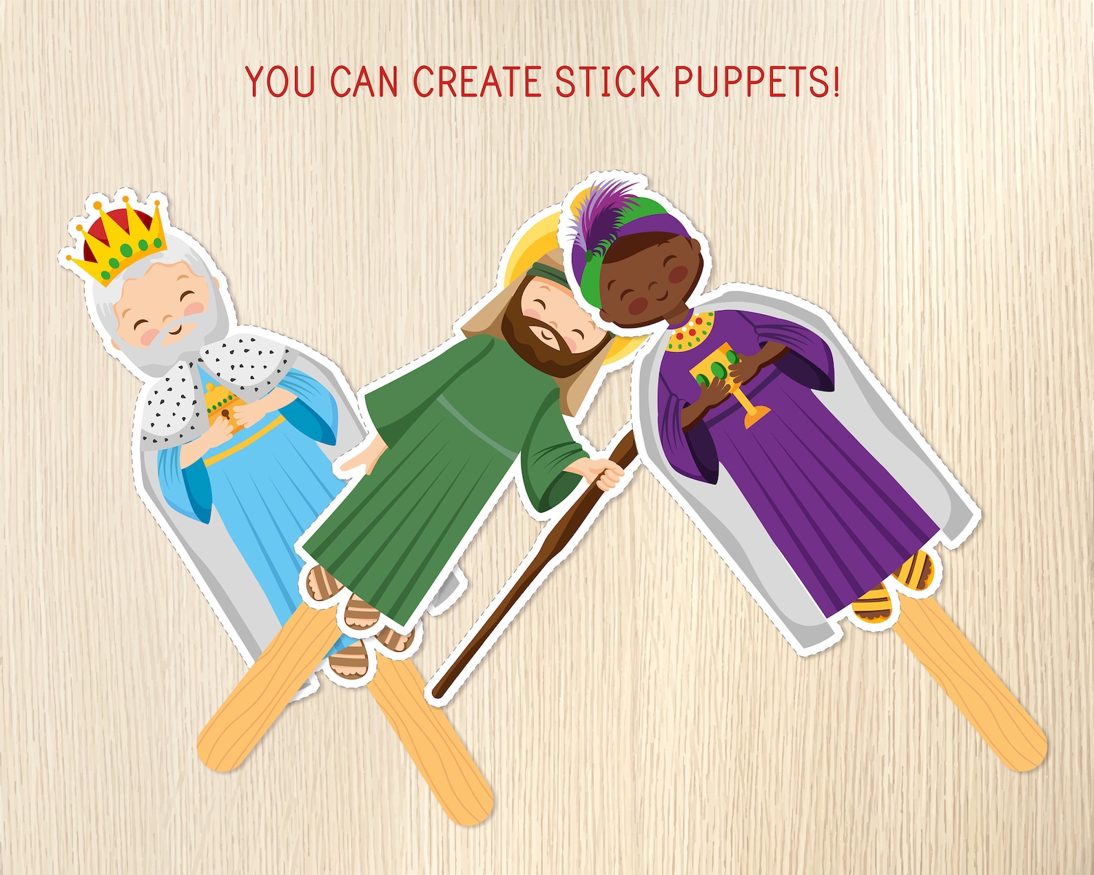 Nativity Scene for Christmas, Advent, Stick Puppets, Christmas ...