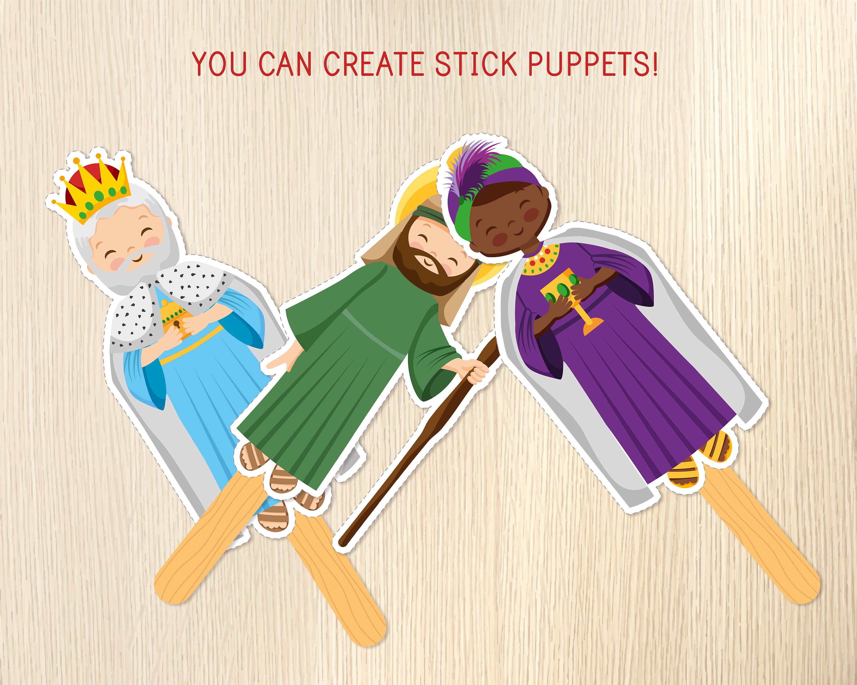 Nativity Scene for Christmas, Advent, Stick Puppets, Christmas ...