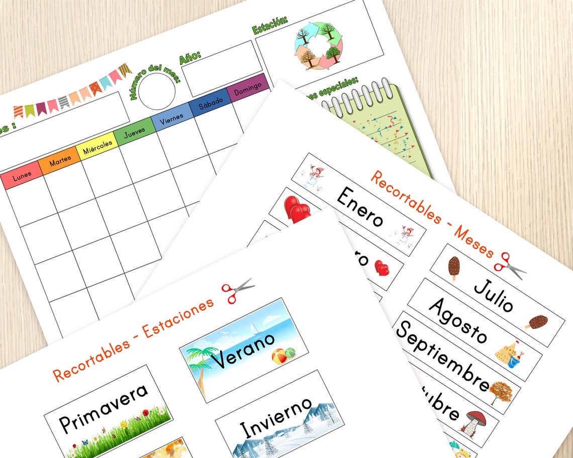 Perpetual Calendar for Kids in SPANISH Circle Time Busy Book - Etsy