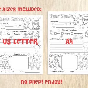 Letter to Santa Coloring Page Kids Christmas Wish List Printable Letter ...