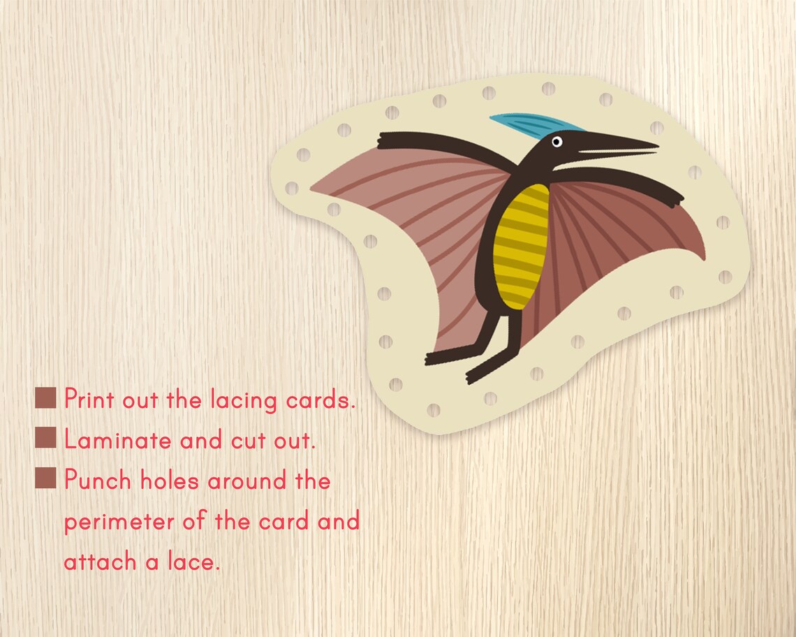 Dinosaur Printable Lacing Cards Toddler Preschool Activity - Etsy