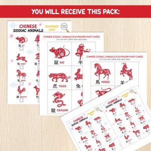 Chinese Zodiac Animals Scavenger Hunt With Cards to Hide - Lunar New ...