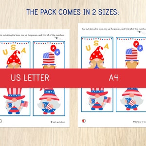 4th of July Matching Activity for Kids - USA Independence Day Party ...